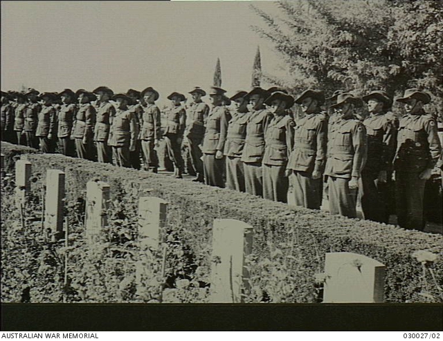 Members of the 2/2 Australian Pioneer Battalion (on left) and of the 2/ ...