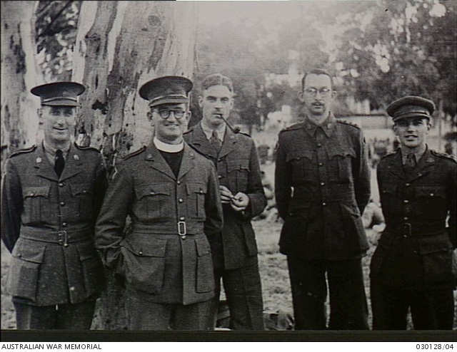 Adelaide, SA. March 1942. A group of officers including a chaplain of ...