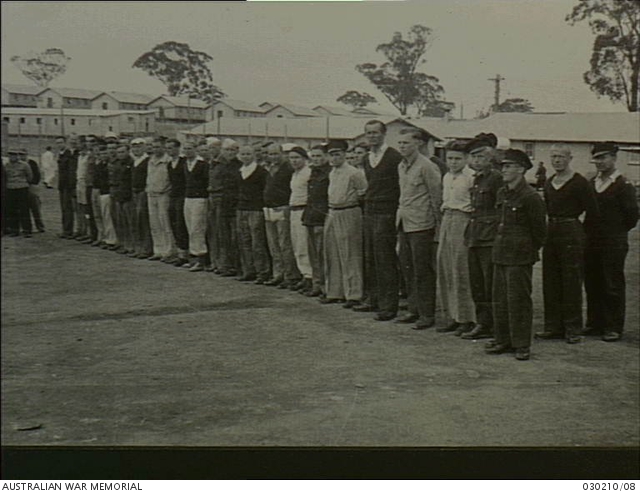 Murchison, Australia. December 1942. Muster parade at No. 13 prisoner ...