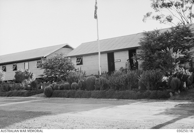 Tatura, Australia. 15 March 1945. View of the gardens in front of ...