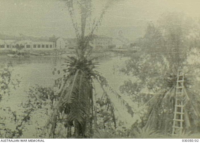 Kuching, Sarawak. 12 September 1945. View of Kuching across the river ...