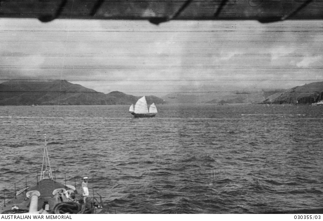 En route to Hong Kong from Sama. August 1945. View of Hong Kong Harbour ...
