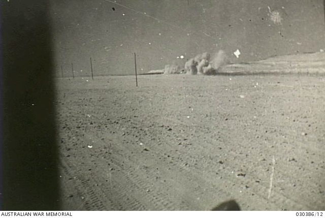 Giarabub, Libya. 21 March 1941. Bangalore torpedo exploding at Giarabub ...