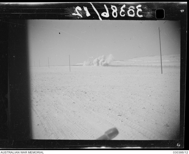 Giarabub, Libya. 21 March 1941. Bangalore torpedo exploding at Giarabub ...