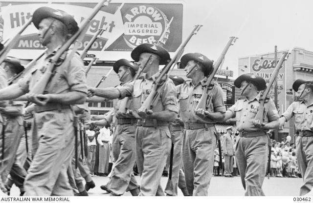 Towson, Maryland, USA. 4 July 1953. Australian Army members of the ...