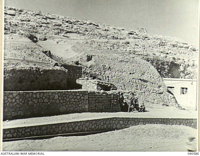 TOBRUK, LIBYA. 1941. THE HEADQUARTERS OF AN AUSTRALIAN UNIT IN TOBRUK ...
