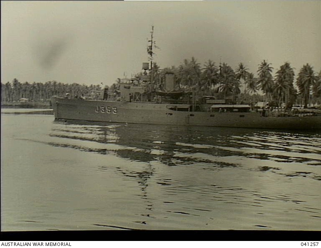 Madang, New Guinea. c. 1944. Australian corvette HMAS Kiama ...