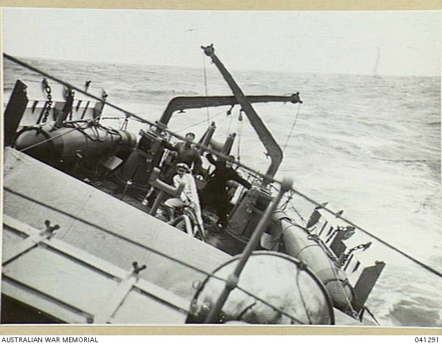 CORAL SEA. 1943. H.M.A.S. "BROOME" IN HEAVY WEATHER. | Australian War ...