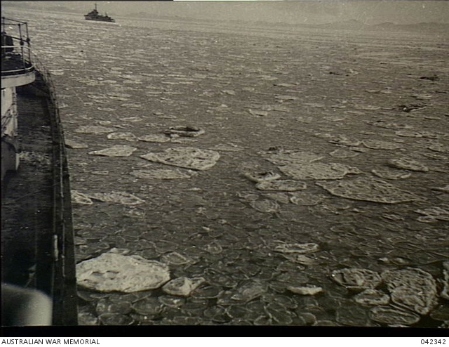 British navy ship HMS Concord, photographed from HMAS Bataan, at the ...