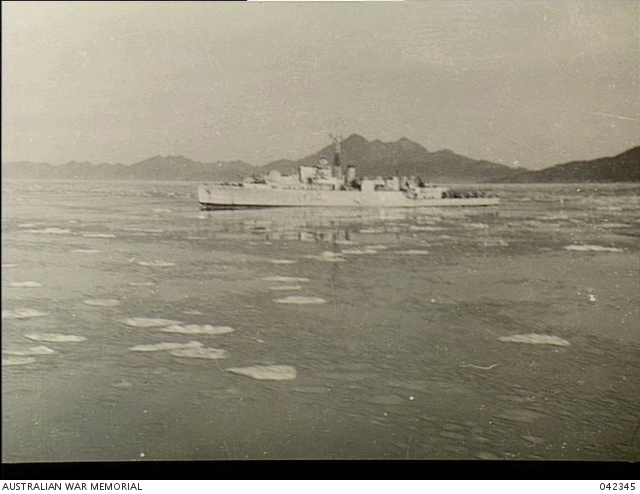 British Navy ship HMS Amethyst leaving Chinnampo on the west coast of ...
