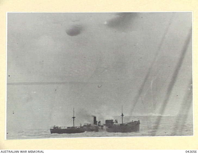 AZORES, ATLANTIC OCEAN, 1941-02-12. AN UNIDENTIFIED BRITISH MERCHANT ...