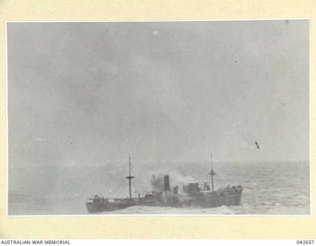 AZORES, ATLANTIC OCEAN, 1941-02-12. AN UNIDENTIFIED BRITISH MERCHANT ...