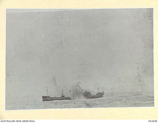 AZORES, ATLANTIC OCEAN, 1941-02-12. AN UNIDENTIFIED BRITISH MERCHANT ...