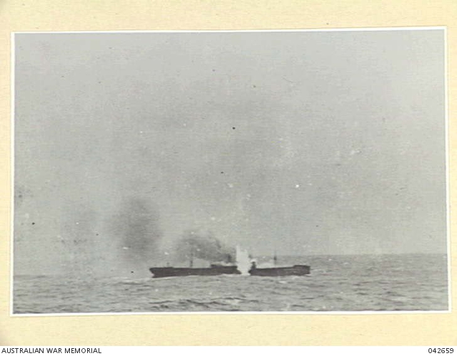 AZORES, ATLANTIC OCEAN, 1941-02-12. AN UNIDENTIFIED BRITISH MERCHANT ...