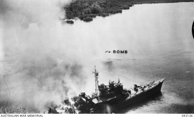 New Hanover, Bismarch Archipeligo. 1944-02-16. An attack by B25 bombers ...