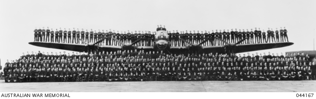 Formal portrait of members of No. 460 Squadron RAAF, commanded by Wing ...