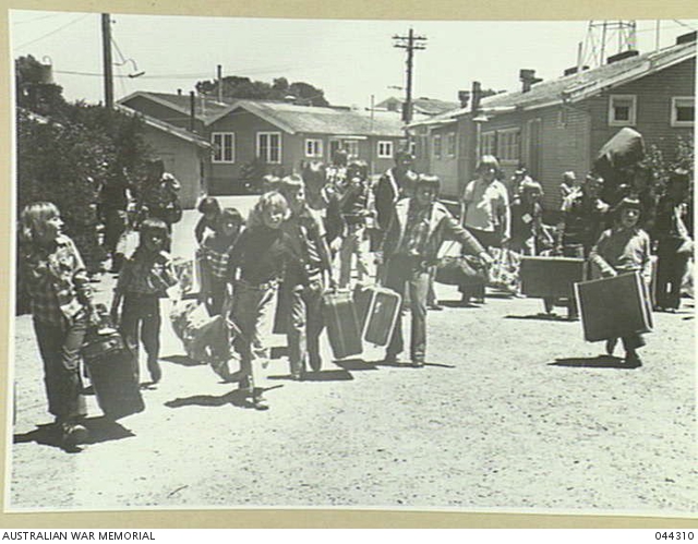 Australia. c. 1979. A photograph of immigrant children arriving at ...