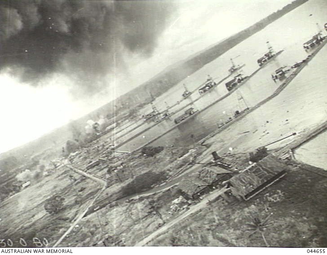 Boela Oilfield, Caram Island. Results of a raid by A-20 Havoc aircraft ...