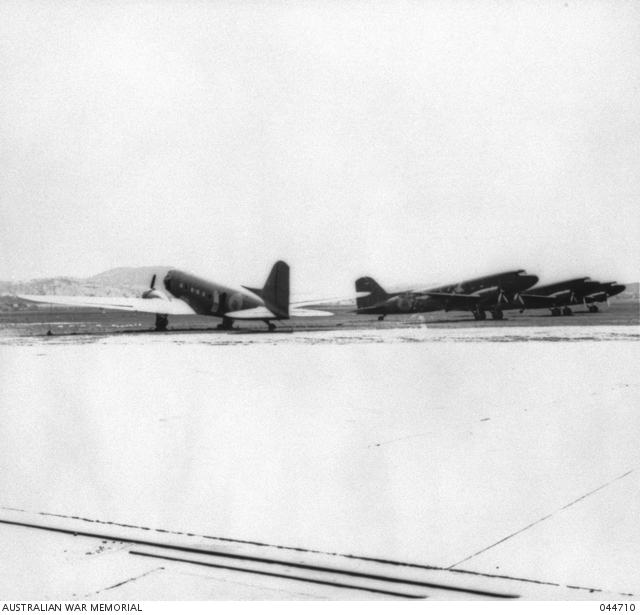 CANBERRA, ACT. 1939-10. AT THE RAAF BASE FOUR DOUGLAS C47 DAKOTA ...
