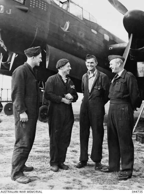 FOUR GROUND CREW MEMBERS OF NO.460 SQUADRON, RAAF, PHOTOGRAPHED IN ...