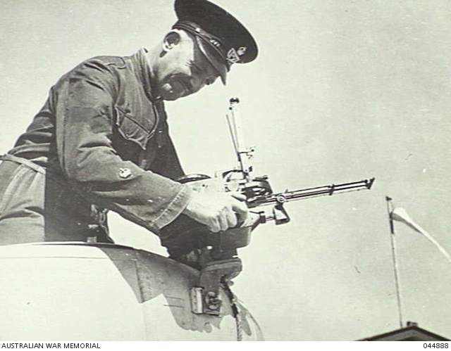 Point Cook, Vic. 1938. A RAAF armourer, Sergeant Major Class 2 (Warrant ...