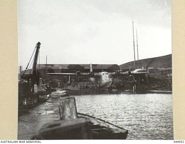 A NO 10 SQUADRON RAAF SUNDERLAND UNDERGOING ROUTINE MAINTENANCE AT ...