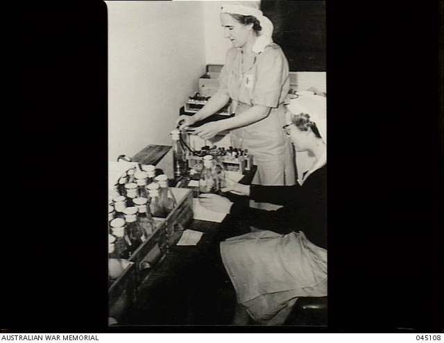 Women members of the Voluntary Aid Detachment (VAD) working in a blood ...