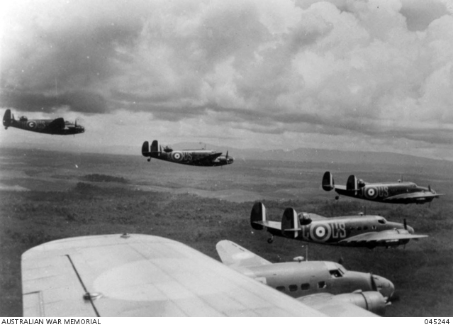 A formation of Lockheed Hudson aircraft of No 8 Squadron RAAF operating ...