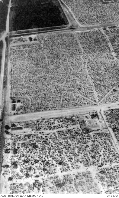 An aerial photograph of an unidentified prisoner of war (POW) camp in ...
