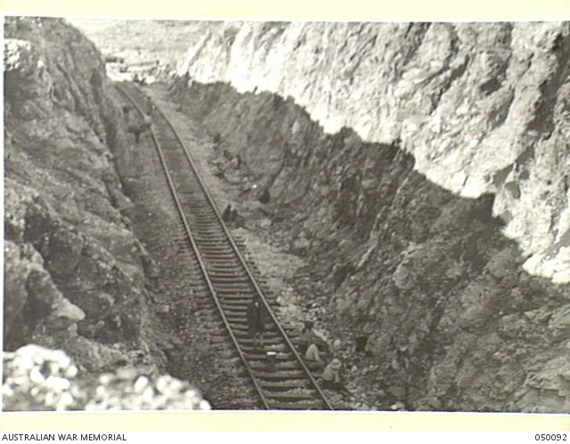 MAAMELTEIN, LEBANON. 1942-12-19. THE LARGE CUTTING THROUGH WHICH THE ...
