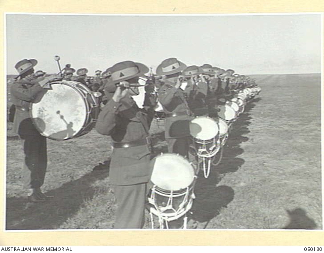 GAZA, PALESTINE. 1942-12-22. A SECTION OF THE MASSED BANDS AT THE ...