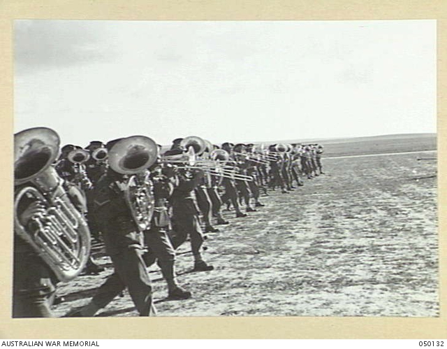 GAZA, PALESTINE. 1942-12-22. A SECTION OF THE MASSED BANDS AT THE ...