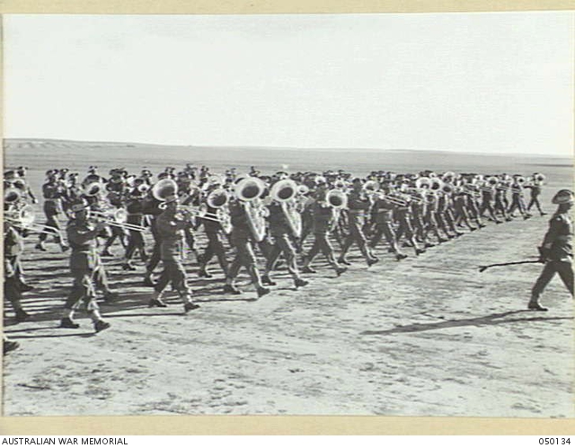GAZA, PALESTINE. 1942-12-22. A SECTION OF THE MASSED BANDS AT THE ...