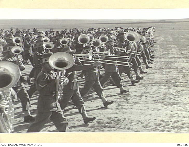GAZA, PALESTINE. 1942-12-22. A SECTION OF THE MASSED BANDS AT THE ...