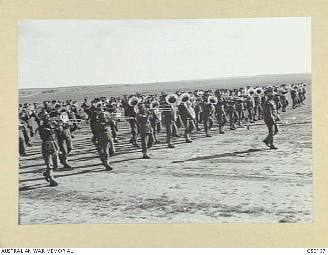 GAZA, PALESTINE. 1942-12-22. A SECTION OF THE MASSED BANDS AT THE ...