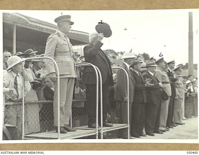 PERTH, WA. 1943-04-03. SCENE AT THE SALUTING BASE DURING THE GRAND ...