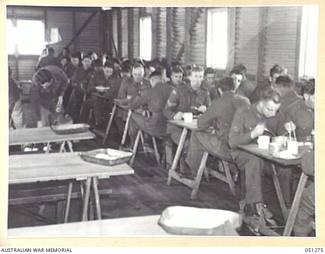 BRIGHTON, TASMANIA, AUSTRALIA. 1943-04-23. GENERAL SCENE IN A MESS HUT ...