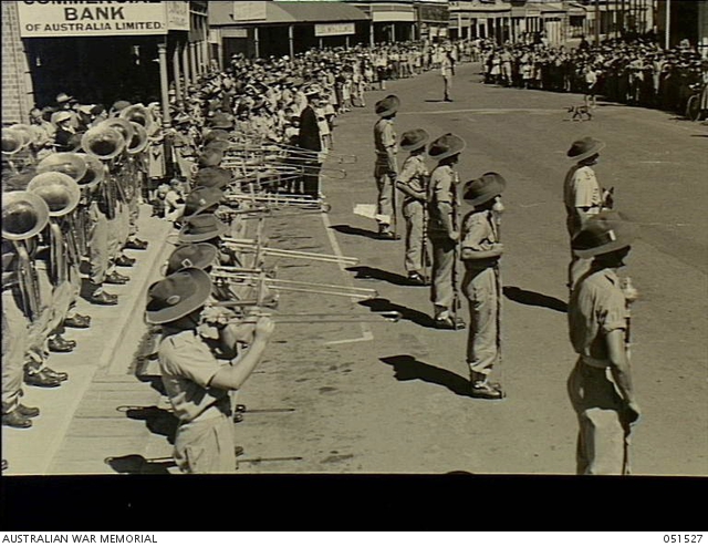 Geraldton, West Australia. 1943-04-17. Five bands of the 2nd Australian ...