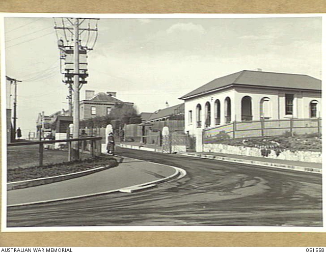 HOBART, TAS. 1943-05-03. THE ENTRANCE TO ANGLESEA BARRACKS ...