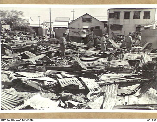 BROOME, AUSTRALIA. 1943-05-04. SCENE IN CHINATOWN, SHOWING DAMAGE ...
