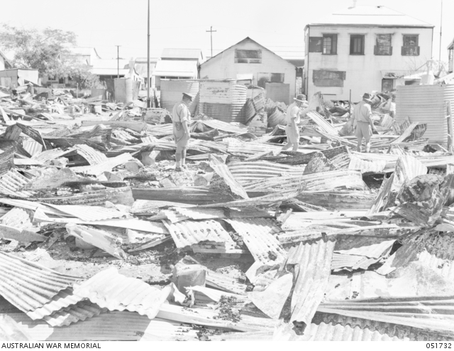 BROOME, AUSTRALIA. 1943-05-04. SCENE IN CHINATOWN, SHOWING DAMAGE ...