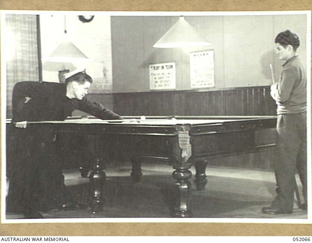 MELBOURNE, VIC. 1943-05-26. THE BILLIARD TABLES AT RED SHIELD CLUB ARE ...