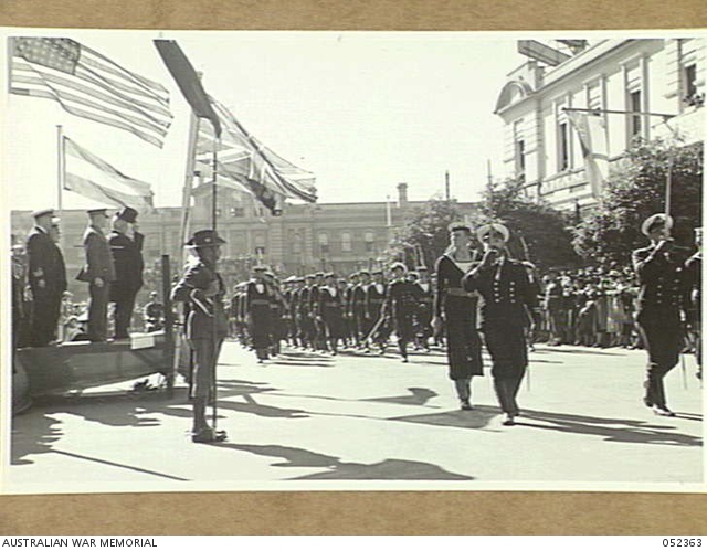 PERTH, WA. 1943-06-14. ROYAL AUSTRALIAN NAVY PERSONNEL MARCH PAST THE ...