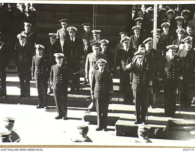 MELBOURNE, VIC. 1943-06-25. OFFICERS AT THE SALUTING BASE DURING THE ...