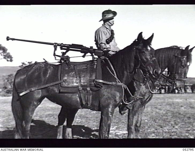 GIN GIN, WA. 1943-06-21. TANK ATTACK RIFLE ON SPECIAL SPRING PACK MADE ...