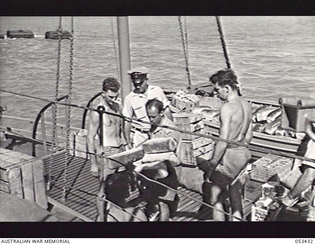 Royal Australian Navy sailors delivering weekly food supplies ...