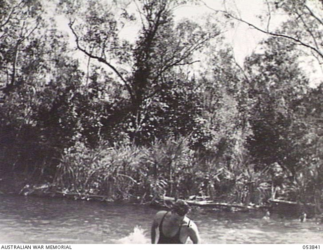 BERRY SPRINGS, NT. 1943-07-14. SWIMMING POOL OF THE 18TH AUSTRALIAN ...