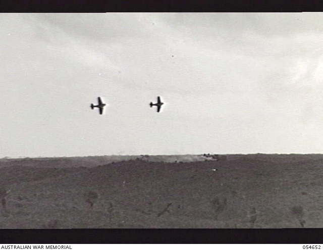 ROCKINGHAM, WA, 1943-07-26. RAAF AIRCRAFT DOING A GROUND STRAFING ...