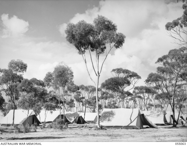 MERREDIN, WA. 1943-07-05. OFFICERS' TENT LINES AT THE 2/1ST AUSTRALIAN ...