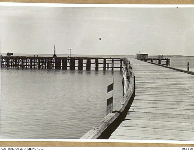 DARWIN, NT. 1943-08-08. ALMOST COMPLETED NEW JETTY BUILT TO REPLACE ONE ...